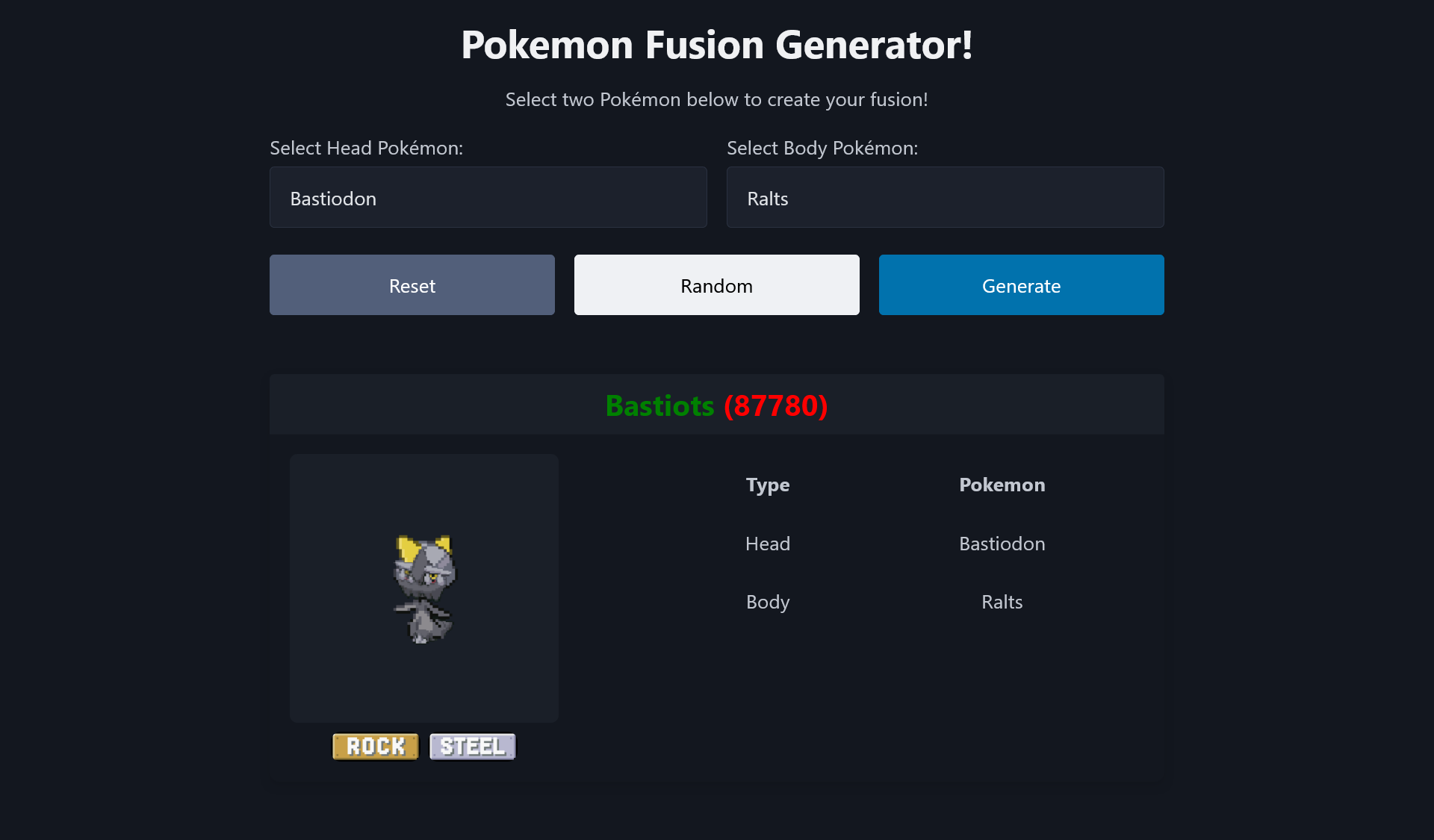 Pokémon Infinite Fusion Generator